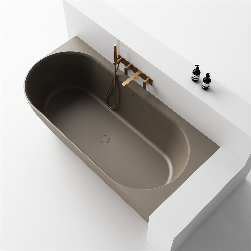 Justina Right Back-to-wall stone bath 1750mm - ST12 1750 RBW ...