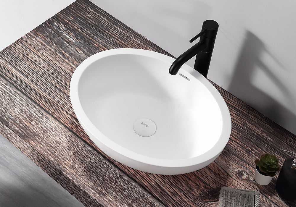 Solid Oval Shaped Basin - 590mm - B1301-A – Stonebaths New Zealand